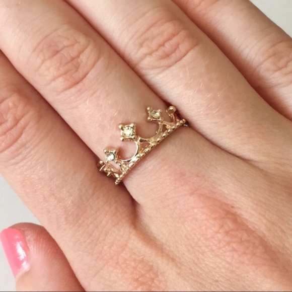 Jewelry | Rose Gold Crown Ring With Rhinestones | Poshmark
